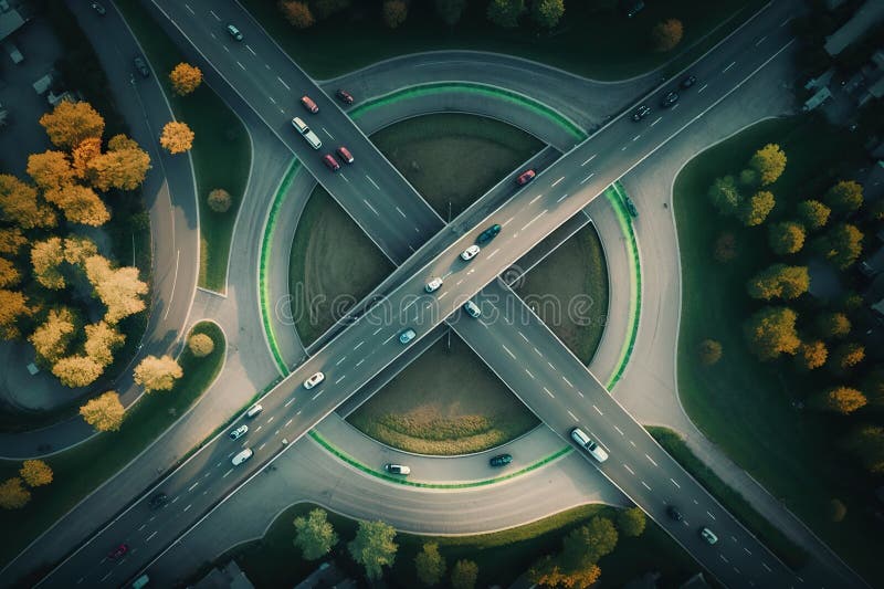 An Intersection of Roads at Various Levels To Fluidize Traffic, Aerial ...