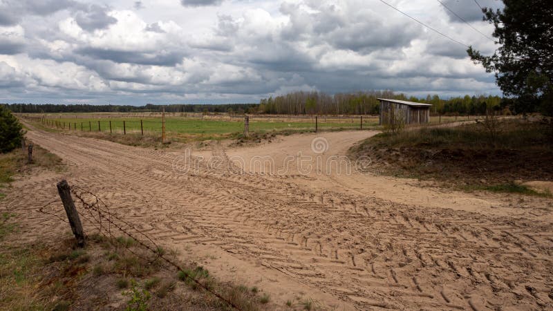 The Intersection of Rural, Sandy Roads Stock Image - Image of green ...