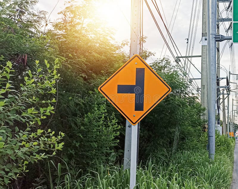 Intersection Sign Ahead, Traffic Sign, Road Sign Stock Photo - Image of ...