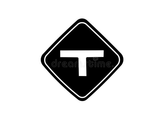Intersection Sign Icon Drawn in Black and White Color Stock ...