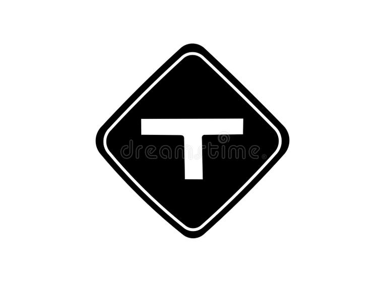 Intersection Sign Icon Drawn in Black and White Color Stock ...