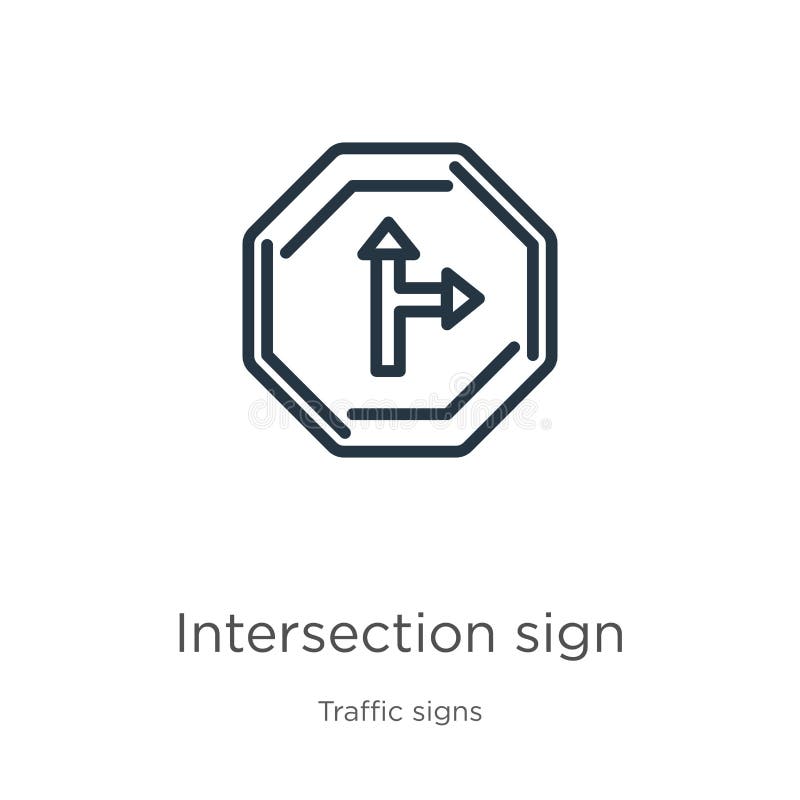 Intersection Icon. Thin Linear Intersection Outline Icon Isolated on ...