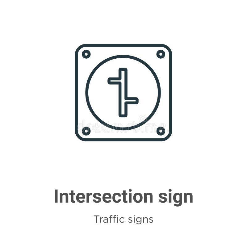 T Junction Sign Outline Vector Icon. Thin Line Black T Junction Sign ...