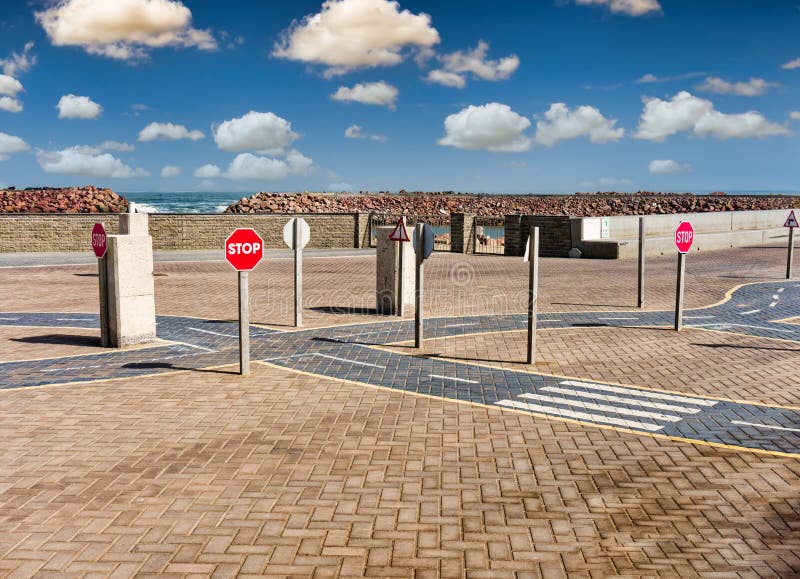 Intersection with signs stock photo. Image of road, kart - 269329664