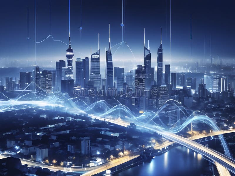 The Intersection of Smart City and Big Data in Night Megapolis Stock ...