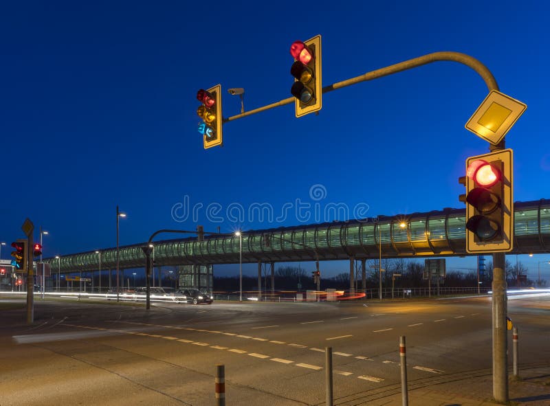 Intersection with the Traffic Light Stock Photo - Image of green ...