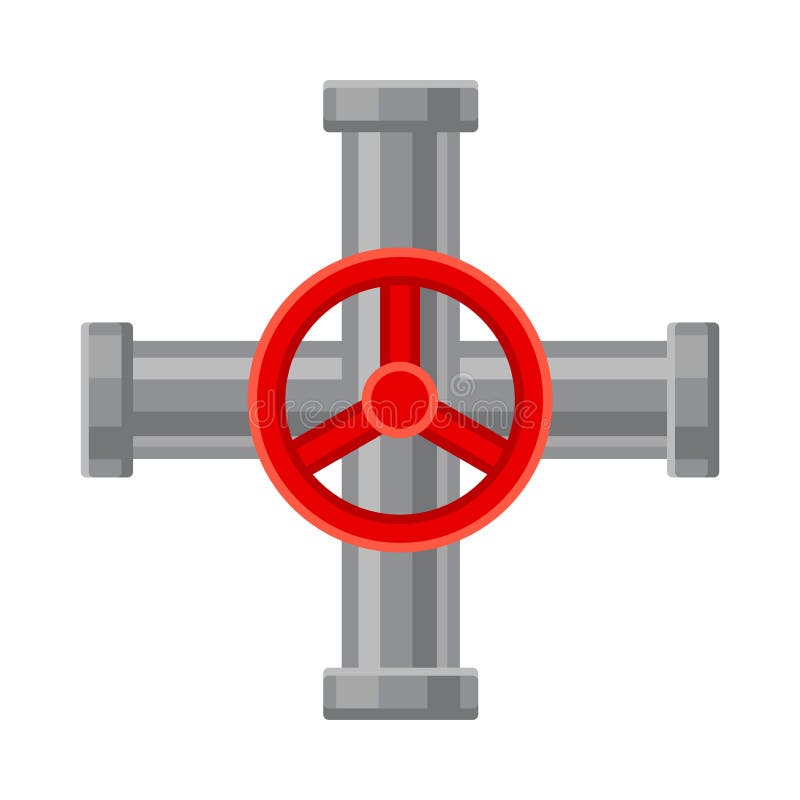 Intersection of Two Water Pipes. Vector Illustration on White ...