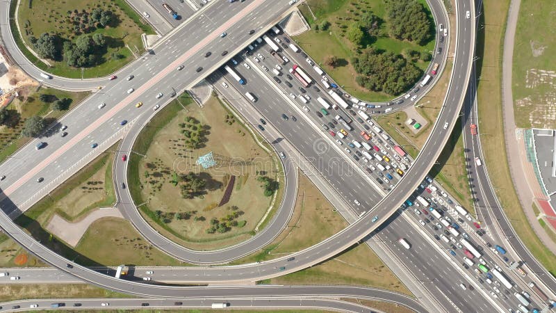 Intersections in Metropolis. Traffic on Highway at Summer. Real Speed ...