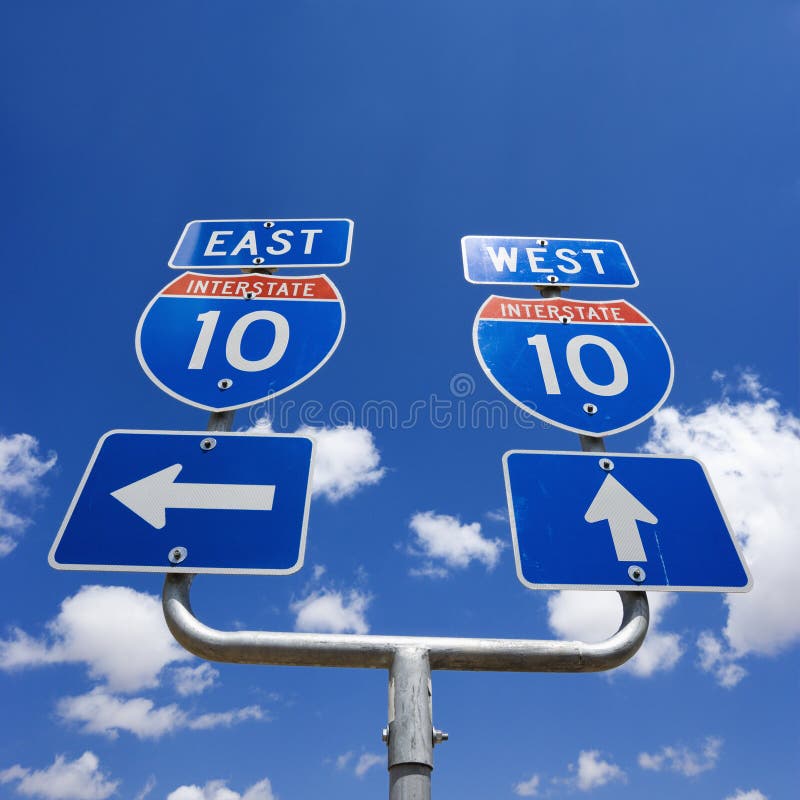 Interstate 10 sign. stock image. Image of direction, color - 3284399