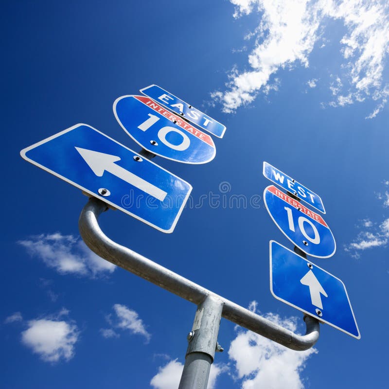 Interstate 10 sign. stock image. Image of direction, color - 3284399
