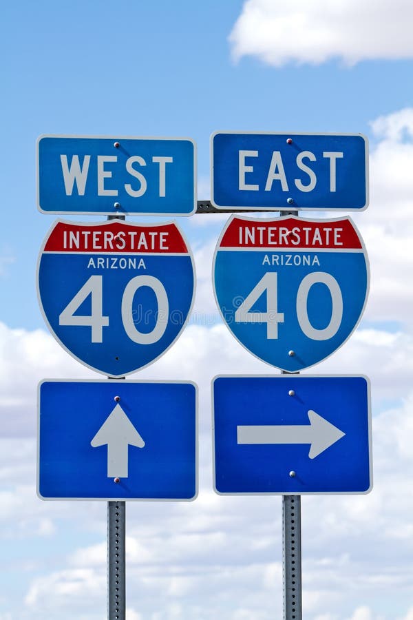 Interstate 40 Highway Sign in Arizona Stock Photo - Image of southwest ...