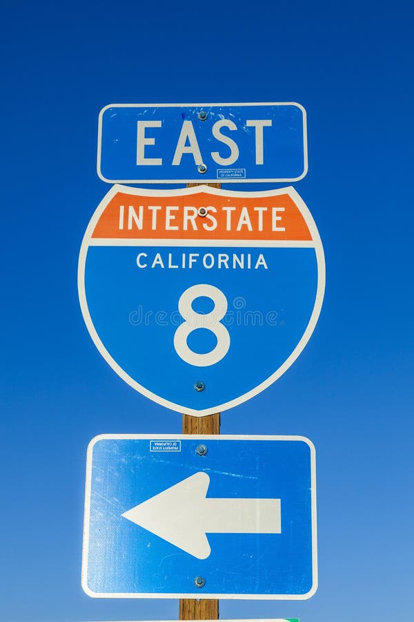 Interstate 8 Sign in California with Blue Sky Stock Photo - Image of ...