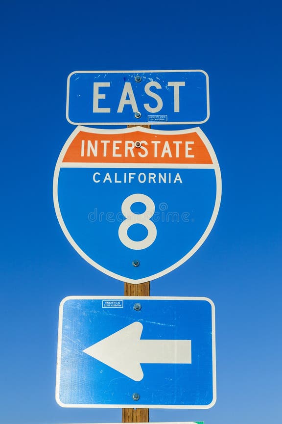Interstate 8 Sign in California with Blue Sky Stock Photo - Image of ...