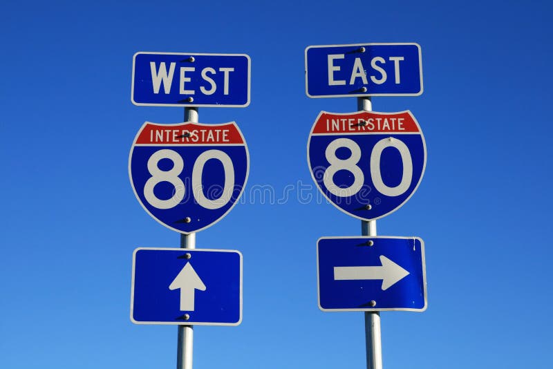 Interstate Road Signs With Directional Arrows Stock Photo - Image of ...