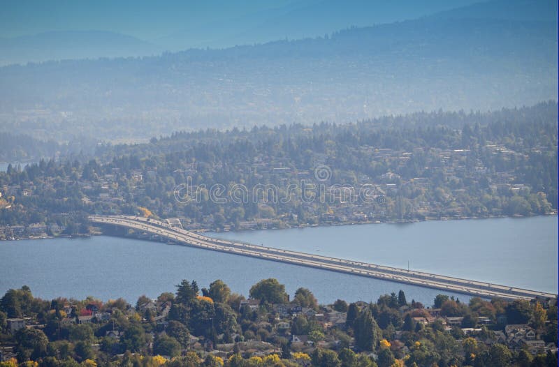 Interstate 90 Floating Bridge Lake Washington Stock Image - Image of ...