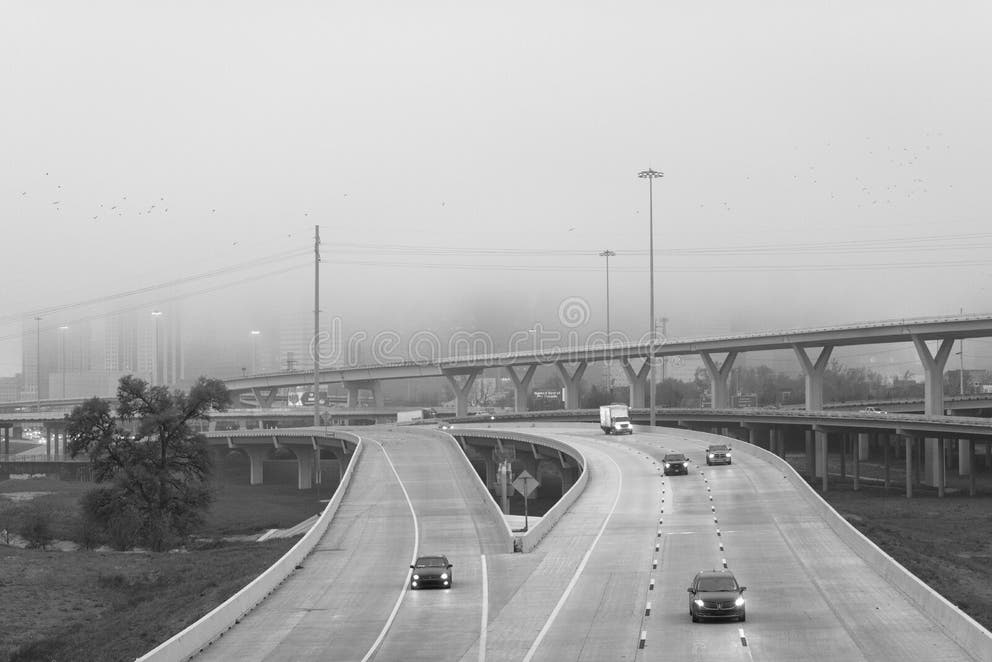 Interstate 45 in Fog, in Houston, Texas Stock Photo - Image of ...