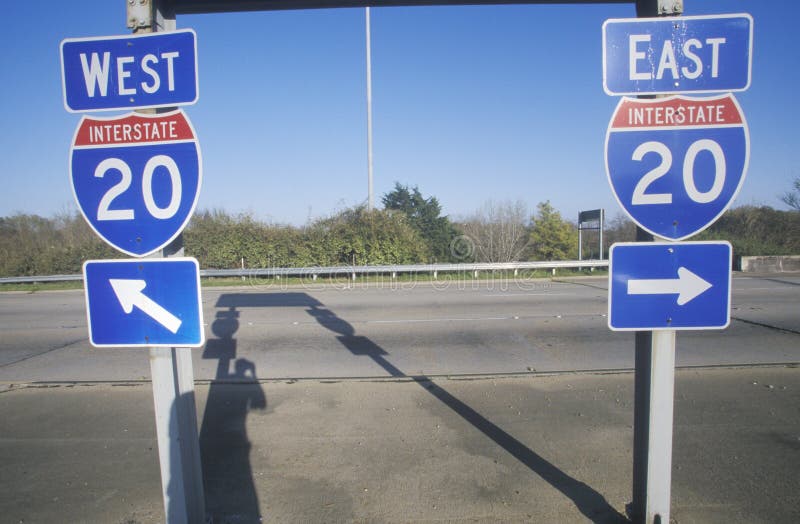 Interstate Highway 20 East and West Entrance in Southeast USA Stock ...