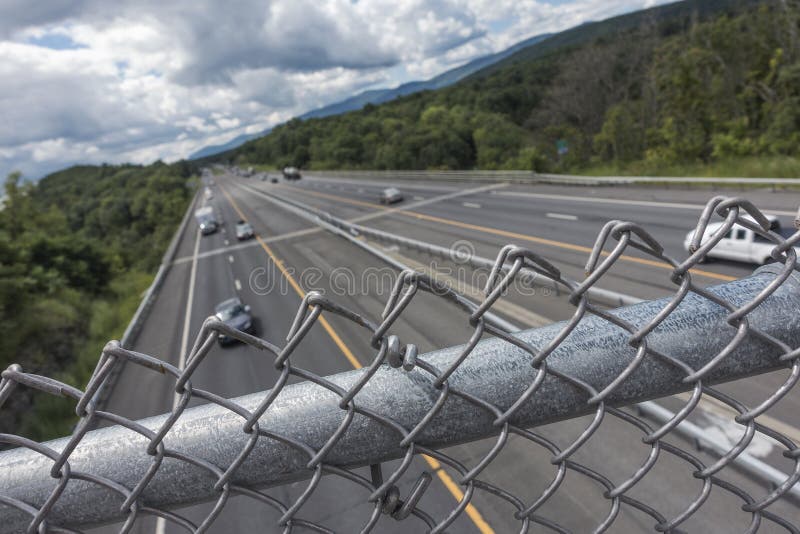 Interstate Highway with Fence Stock Image - Image of journey ...