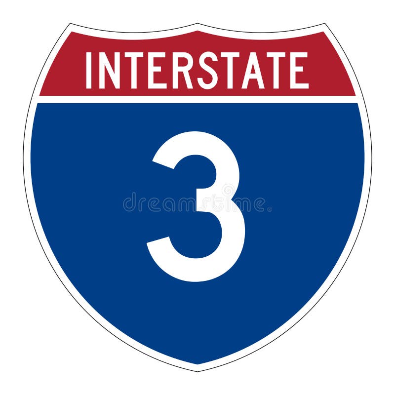 Interstate Highway 3 Road Sign Stock Illustration - Illustration of ...