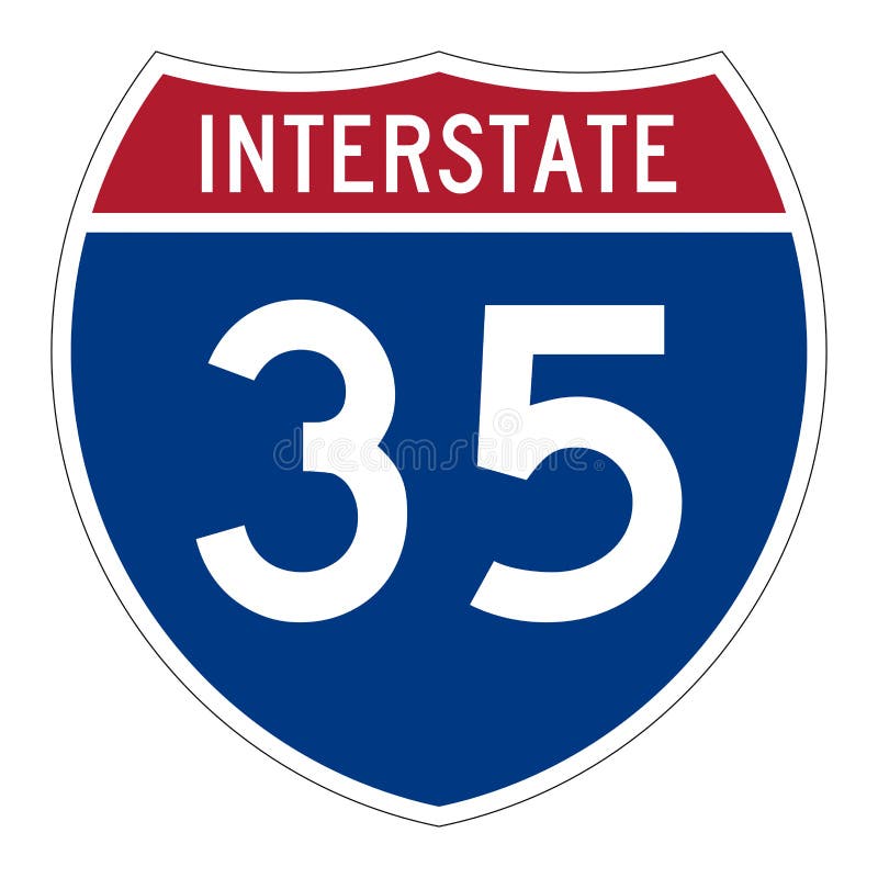 Interstate Highway 35 Road Sign Stock Illustration - Illustration of ...