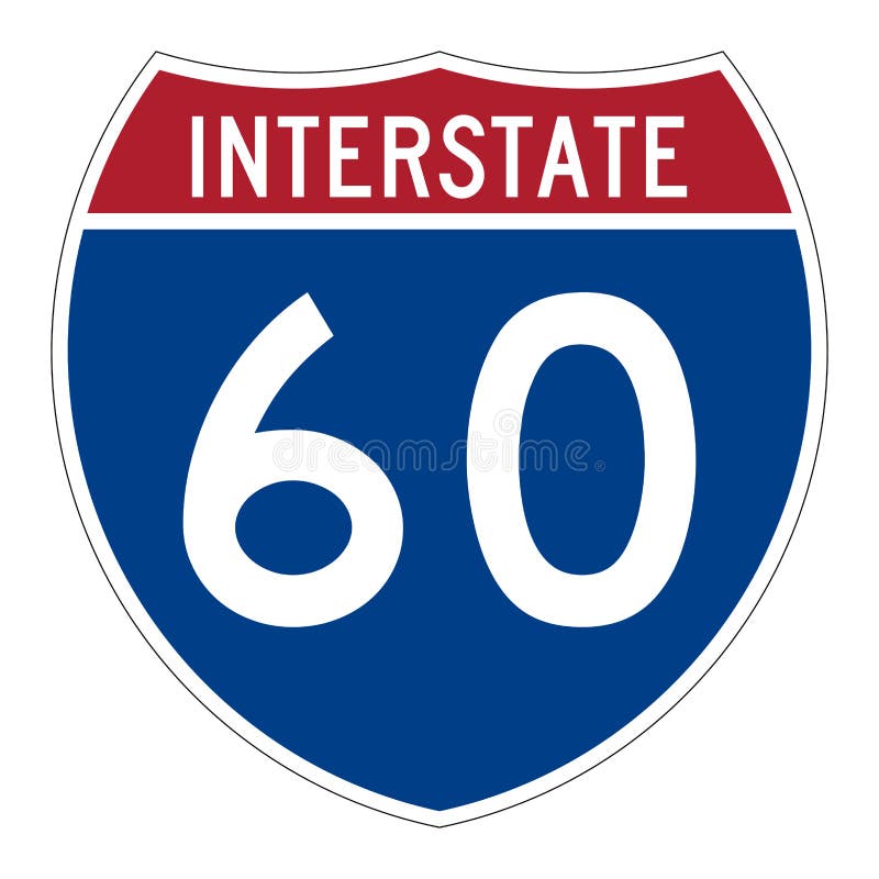 Interstate Highway 60 Road Sign Stock Illustration - Illustration of ...