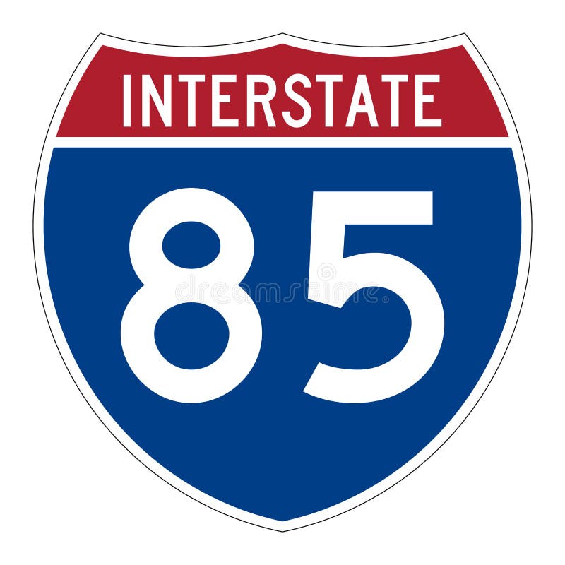 Interstate Highway 85 Road Sign Stock Illustration - Illustration of ...
