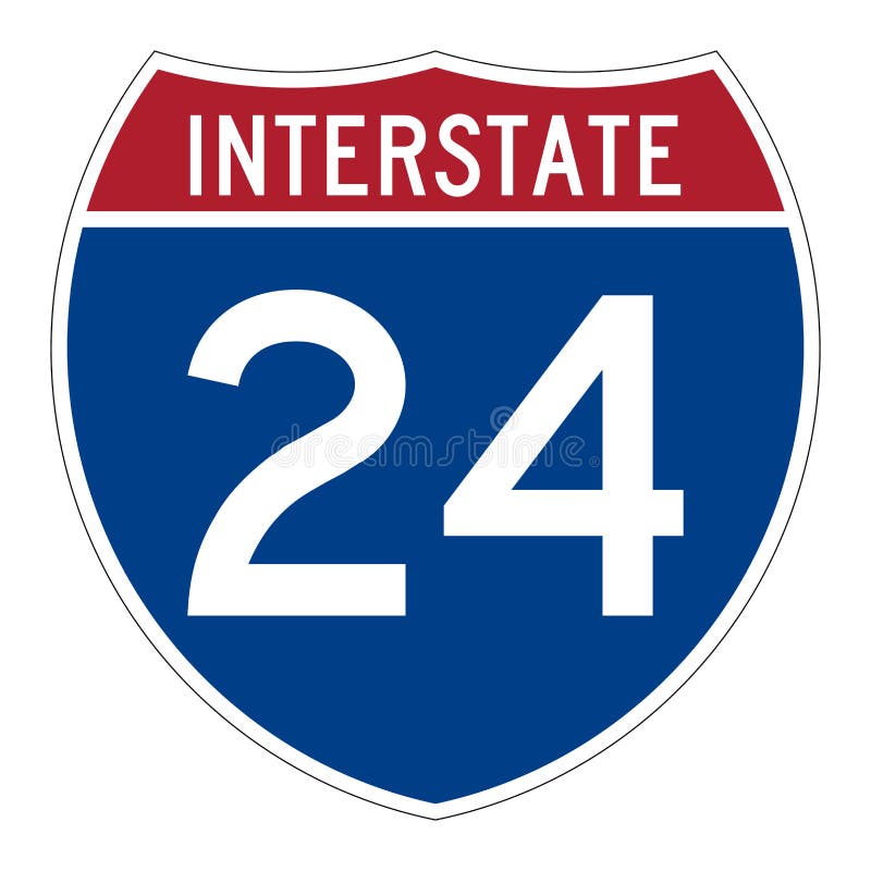 Interstate Highway 24 Road Sign Stock Illustration - Illustration of ...