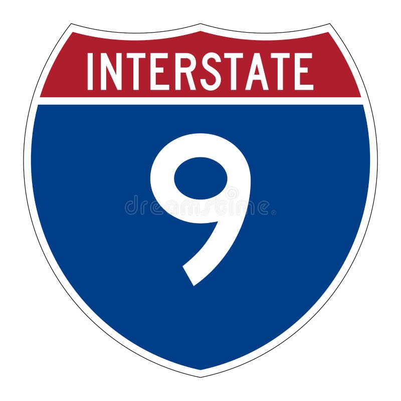 Interstate Highway 9 Road Sign Stock Illustration - Illustration of ...