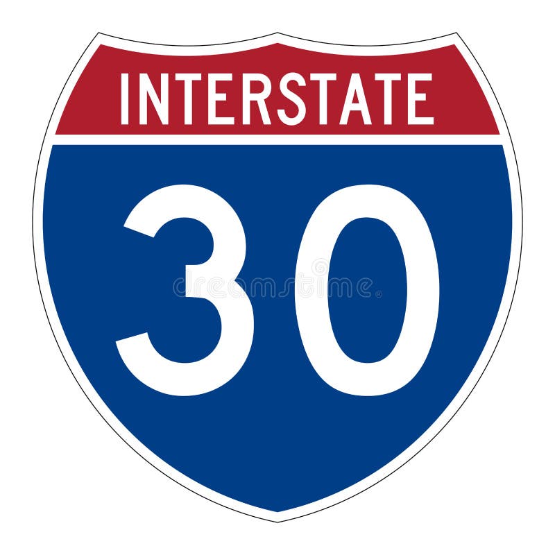 Interstate Highway 30 Road Sign Stock Illustration - Illustration of ...