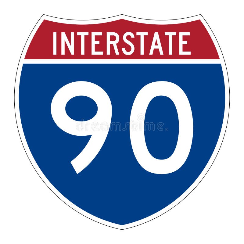 Interstate Highway 90 Road Sign Stock Illustration - Illustration of ...