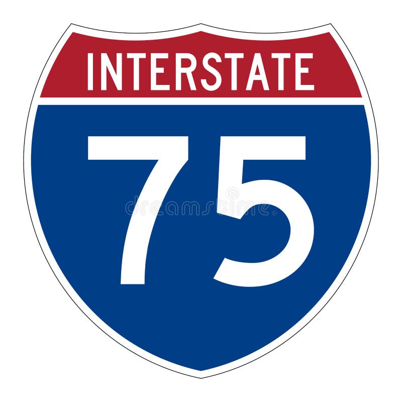 Interstate Highway 75 Road Sign Stock Illustration - Illustration of ...