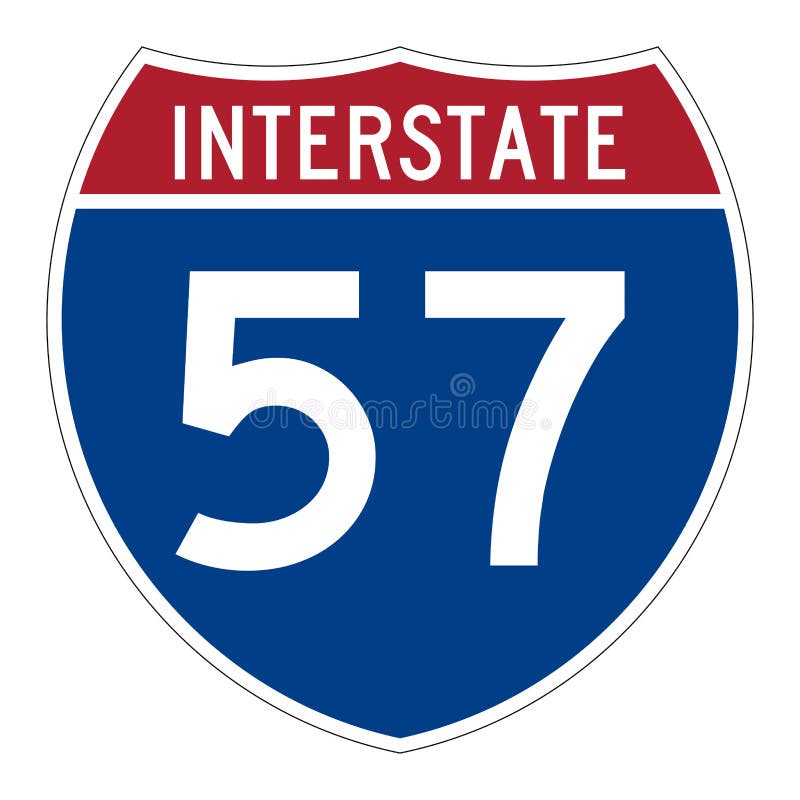 Interstate Highway 57 Road Sign Stock Illustration - Illustration of ...