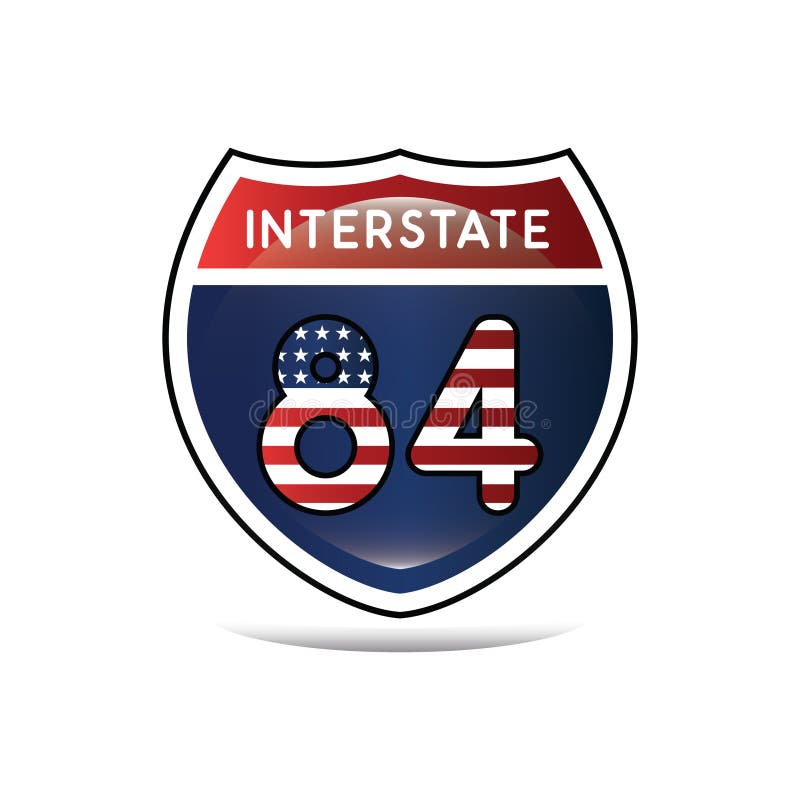 Interstate Highway 84 Road Sign Stock Illustration - Illustration of ...