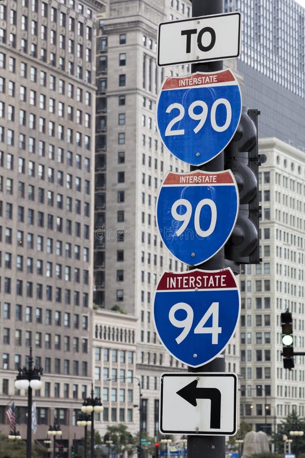 The Interstate Highway Signs Stock Image - Image of white, yellow ...