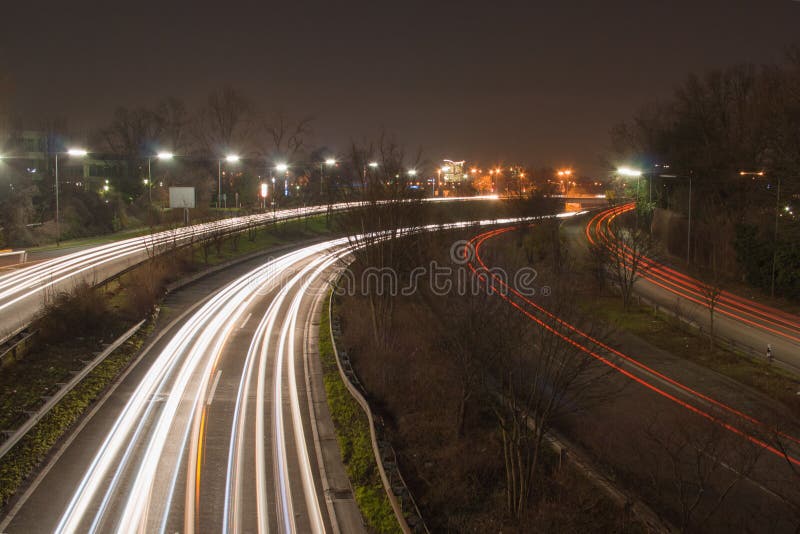 Interstate at night stock photo. Image of diesel, night - 94913238