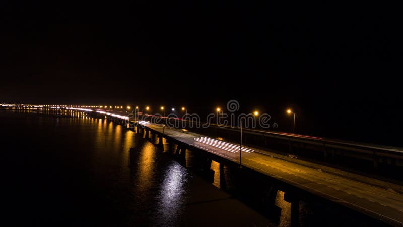 Interstate 10 Over Mobile Bay at Night Stock Image - Image of mobile ...
