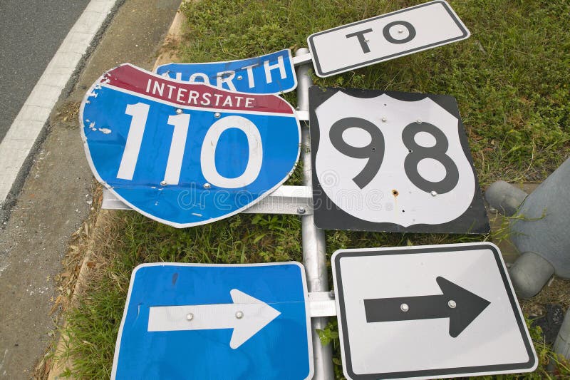 Interstate Road Signs with Directional Arrows Stock Photo - Image of ...