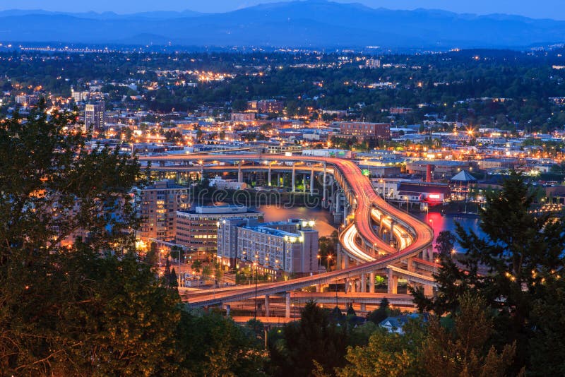 Beautiful Night Vista of Portland, Oregon Stock Photo - Image of night ...