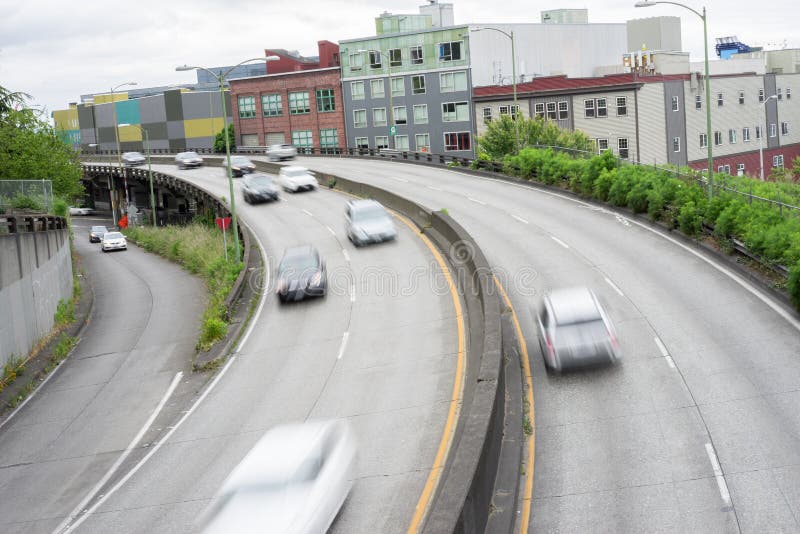 Interstate 99 Seattle Viaduct Stock Photo - Image of buildings, moving ...