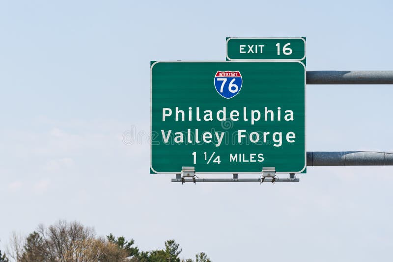 Interstate 76 Sign with Philadelphia and Valley Forge Editorial Image ...
