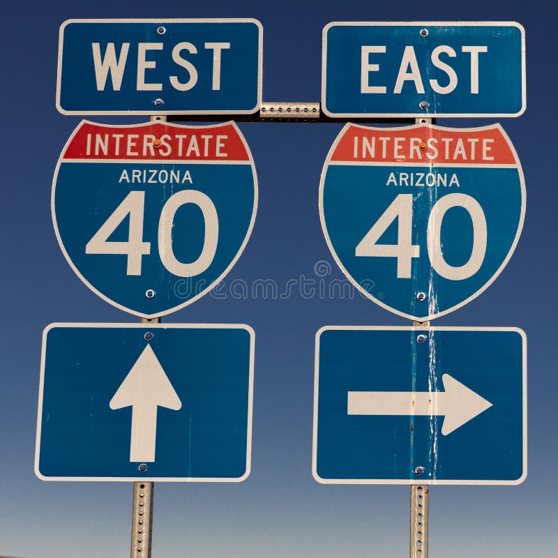 Interstate 40 road sign stock photo. Image of direction - 15951416