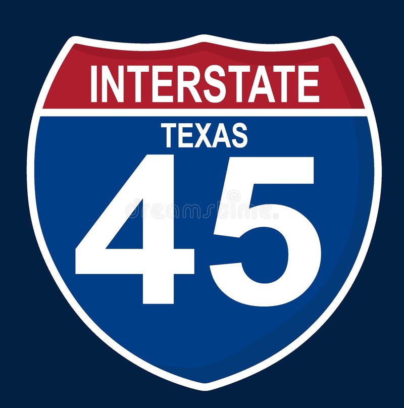 Interstate 45 Texas Sign with Blue Background Stock Vector ...