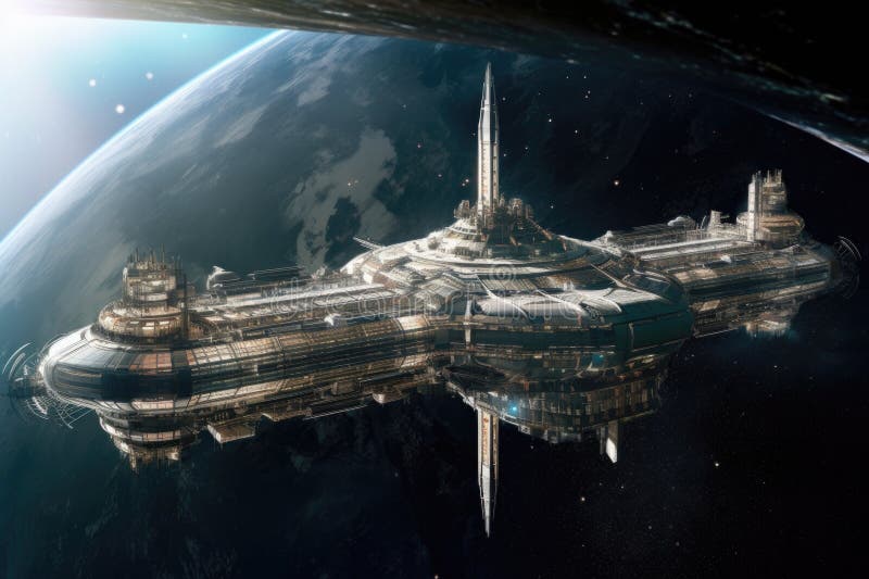 Interstellar Ark Ship for Long-distance Space Travel Stock Illustration ...