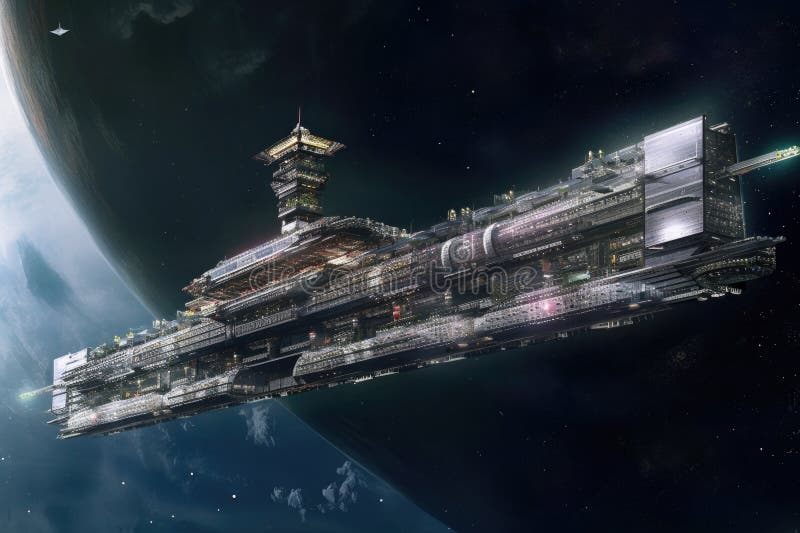 Interstellar Ark Ship for Long-distance Space Travel Stock Illustration ...