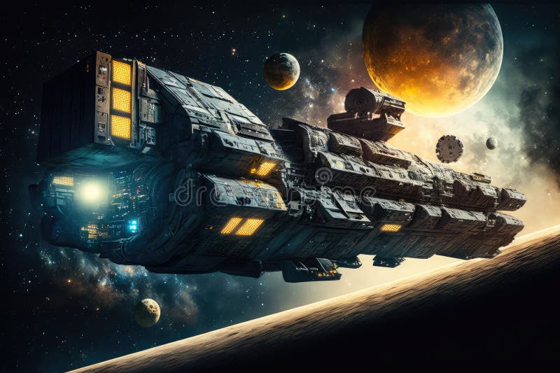 Interstellar Cargo Transport in a Distant Galaxy Stock Illustration ...