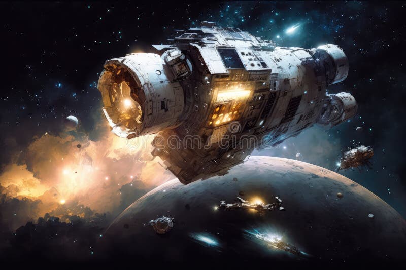 Interstellar Cargo Transport in a Distant Galaxy Stock Illustration ...
