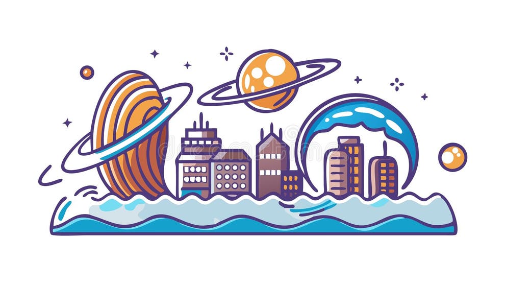 Interstellar City: Cosmic Metropolis, Vector Design Generative AI Stock ...