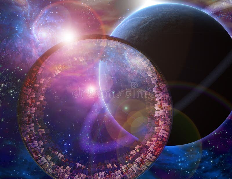 Multi-Generational Interstellar Ship Stock Illustration - Illustration ...