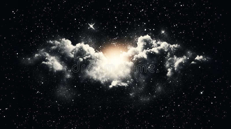 Interstellar Clouds Hiding a Bright Star in the Deep Space Stock Photo ...