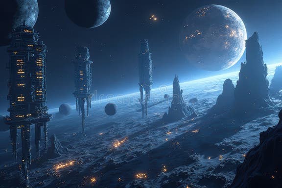 Interstellar Data Storage in the Cosmos Stock Illustration ...